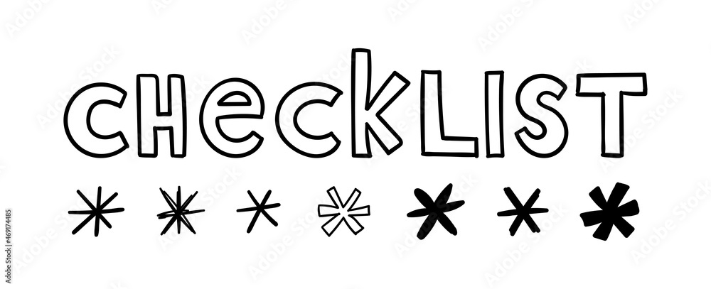 Doodle checklist with asterisks. Hand-drawn pencil. Vector illustration ...