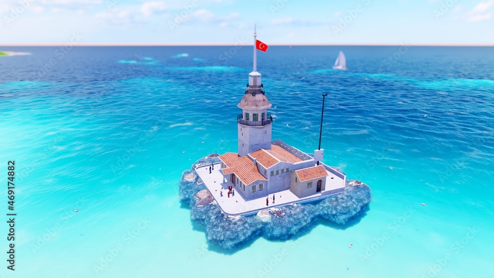 Istanbul, Bosphorus, Uskudar. Ancient lighthouse of the Ottoman period ...