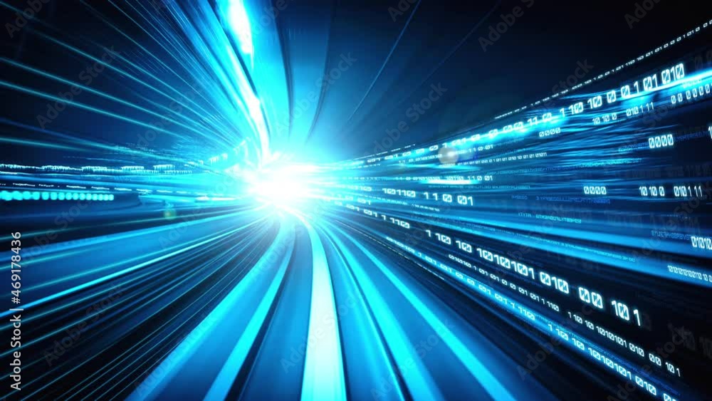 Loopable video of digital data flow on road in concept of program ...