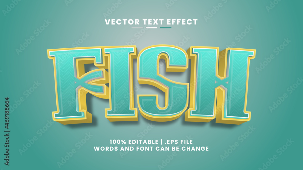 Fish 3d editable text effect in cartoon and game text style Stock ...