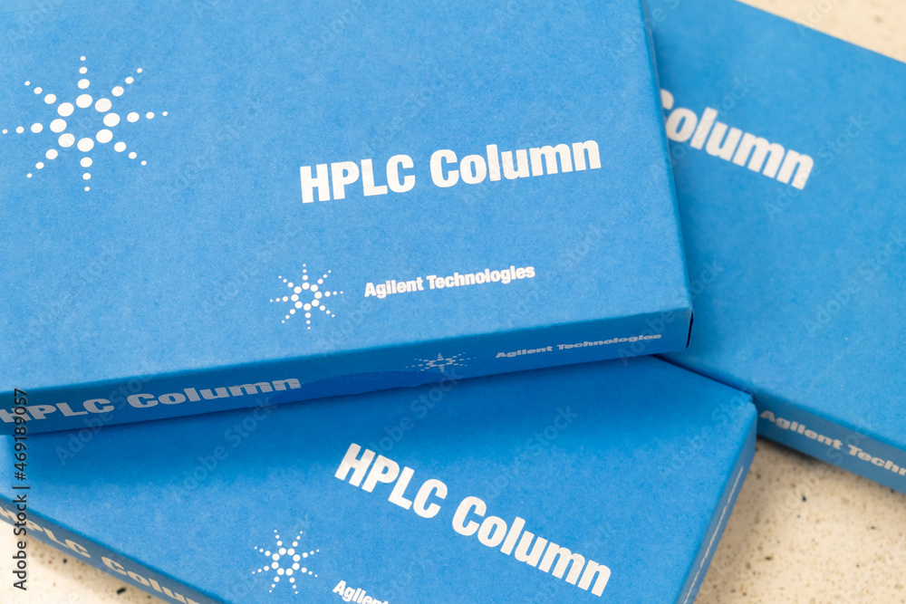 Agilent HPLC column in the blue boxes for separation compounds ...