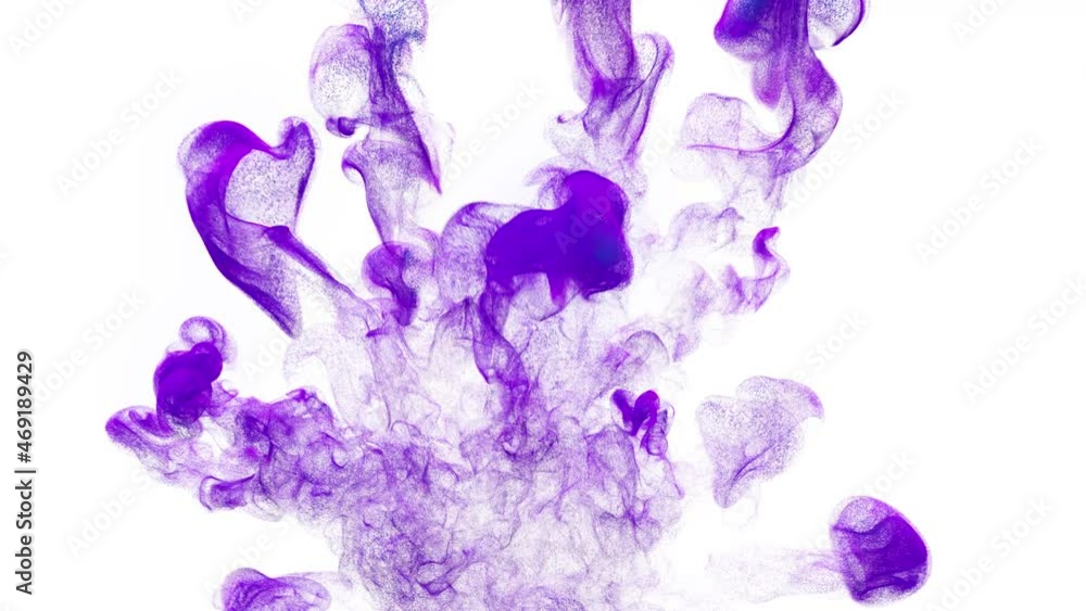 particle ink. 3d blue ink inject in water on white background with luma ...