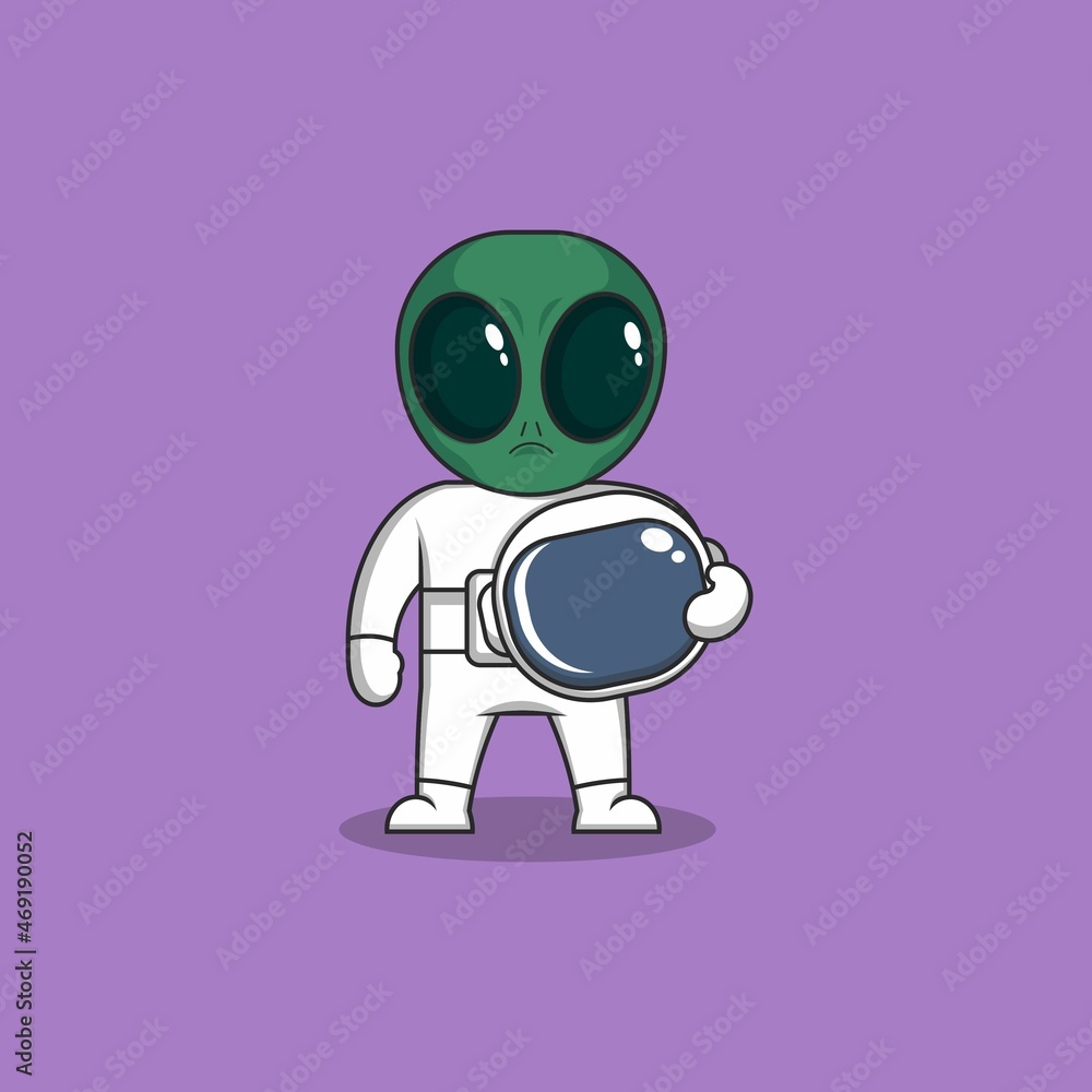 cute cartoon alien wearing alien costume. vector illustration for ...