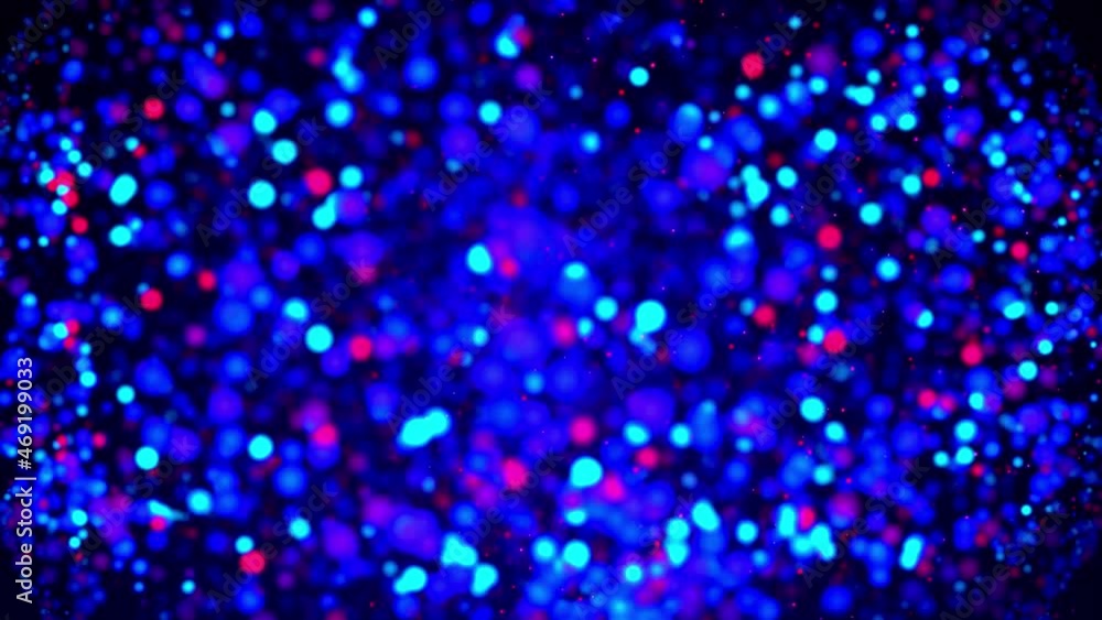 magic particles float in liquid, bokeh effects, DOF. Glowing multi ...