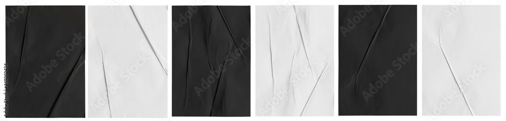 black and white paper wrinkled poster template , blank glued creased ...