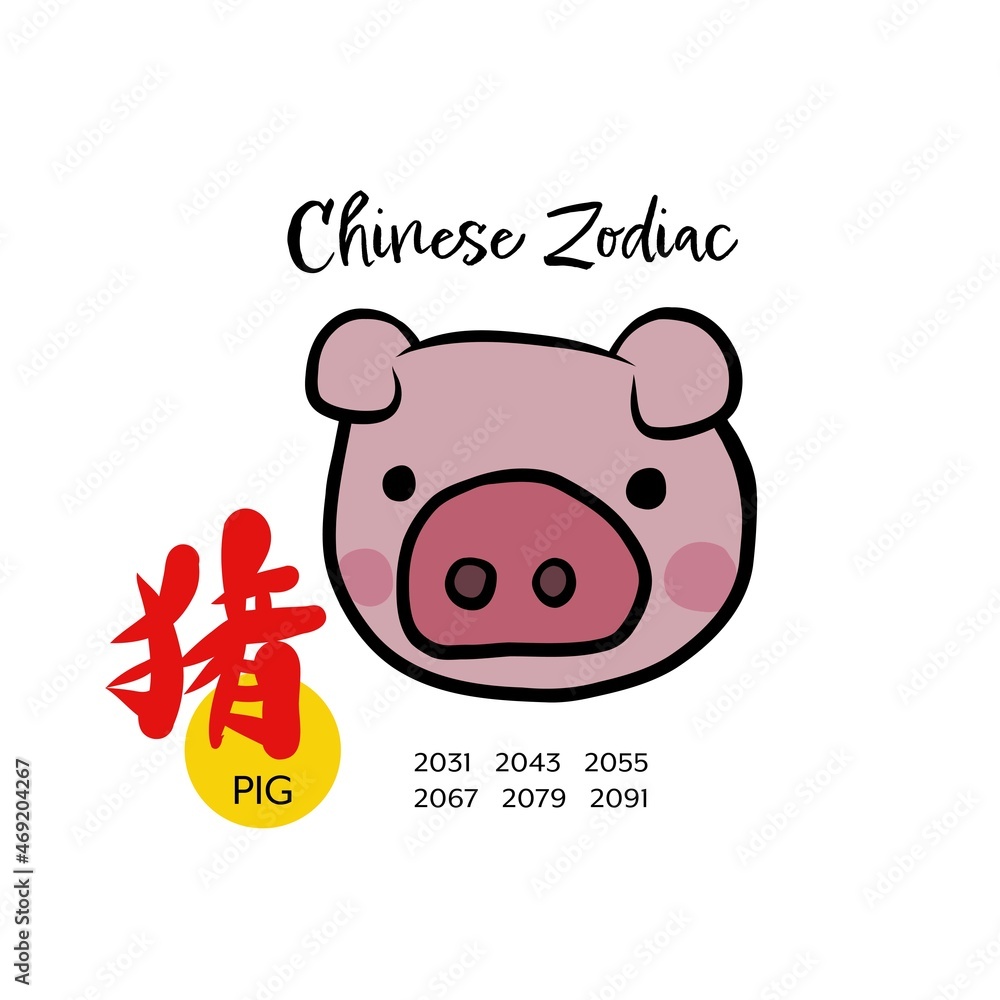 Cute Asian Pig Cartoon