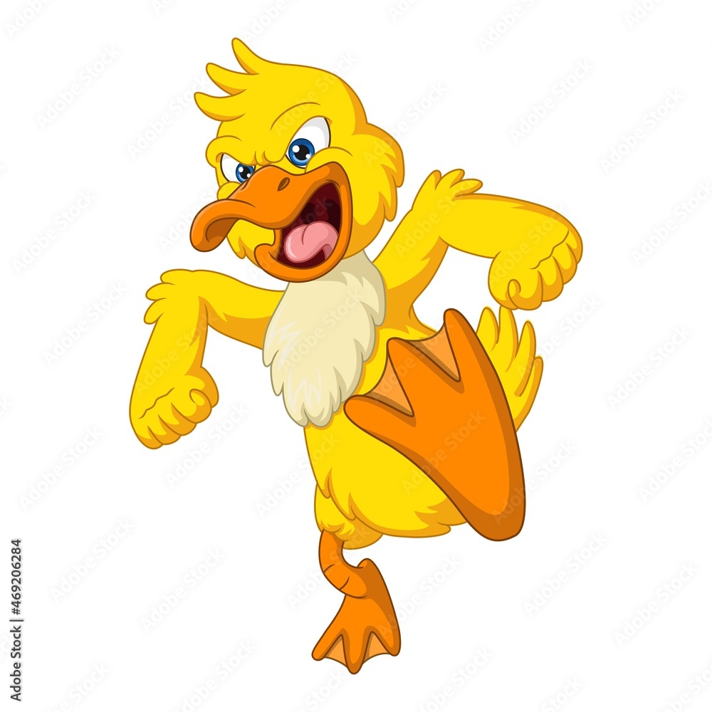 Angry yellow duck cartoon mascot Stock Vector | Adobe Stock
