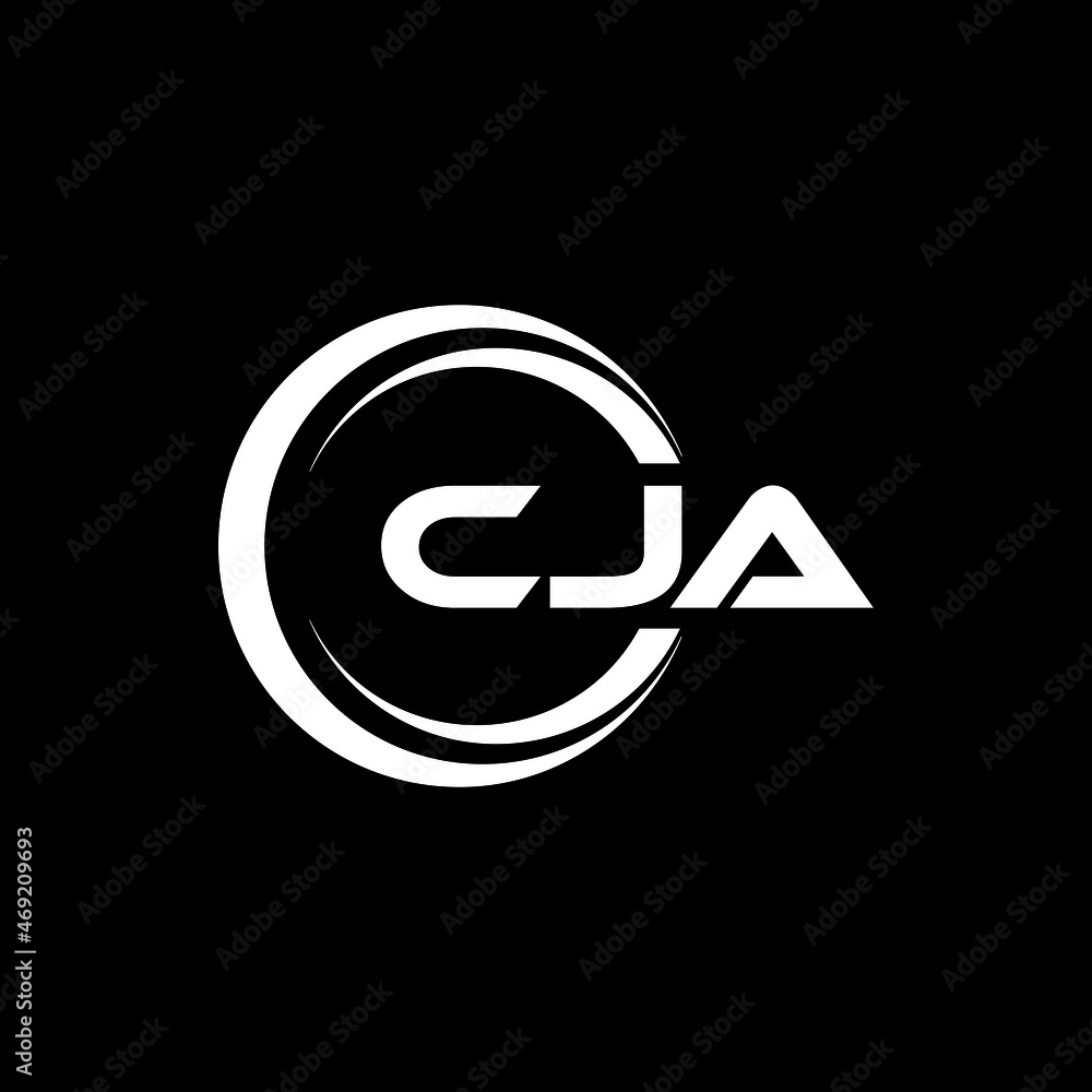 CJA letter logo design with black background in illustrator, vector ...