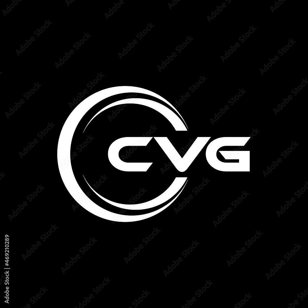 CVG letter logo design with black background in illustrator, vector ...