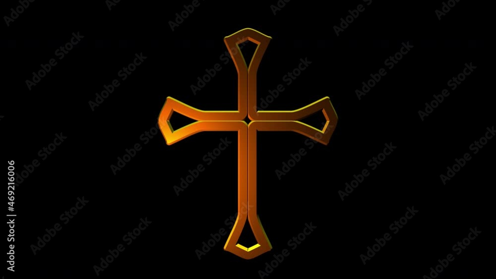 East Syriac Christian Cross Icon Animation with alpha channel. Gold ...