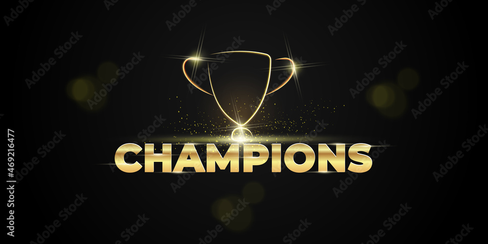 word champions vector illustration. Vector luxury golden words, Winning ...