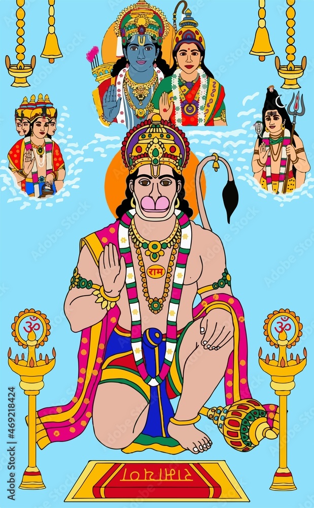 A beautiful illustrations of indian gods and goddesses Stock ...