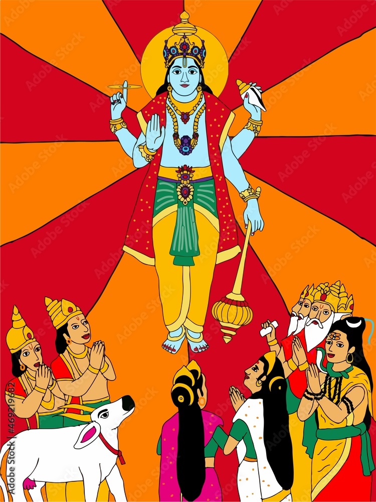 A beautiful illustrations of indian gods and goddeses Stock ...