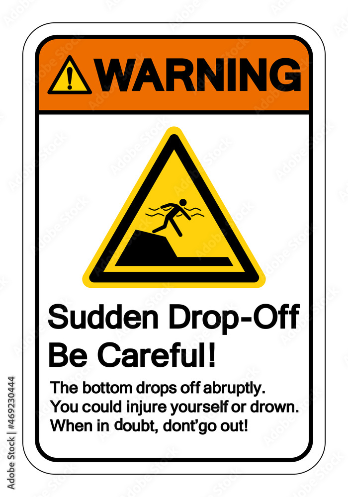 Warning Sudden Drop-Off Be Careful Symbol Sign, Vector Illustration ...