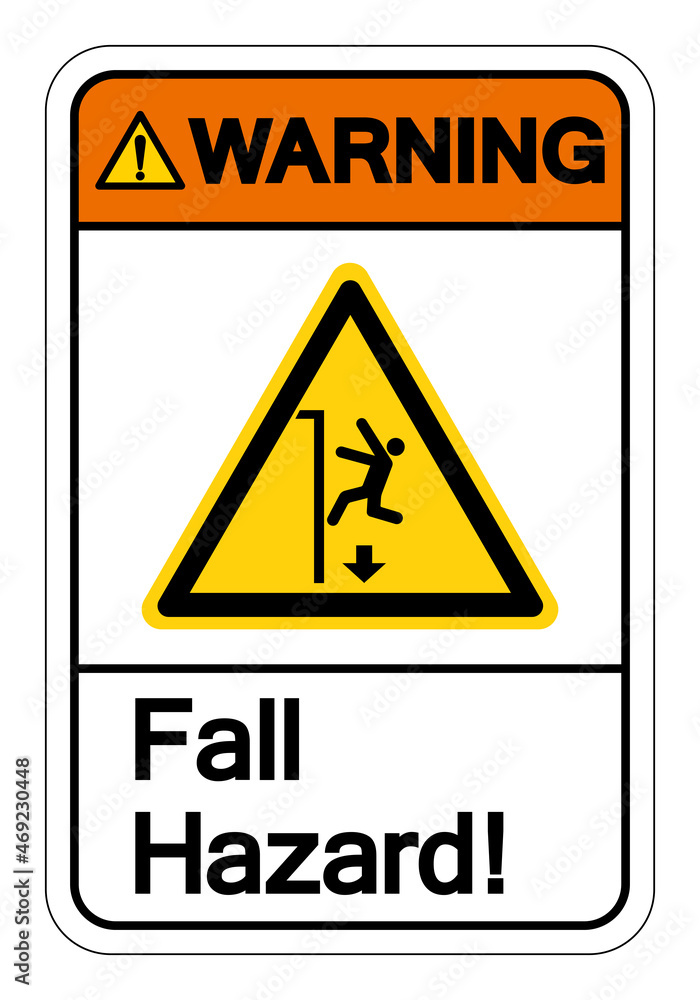 Warning Fall Hazard Symbol Sign, Vector Illustration, Isolate On White ...