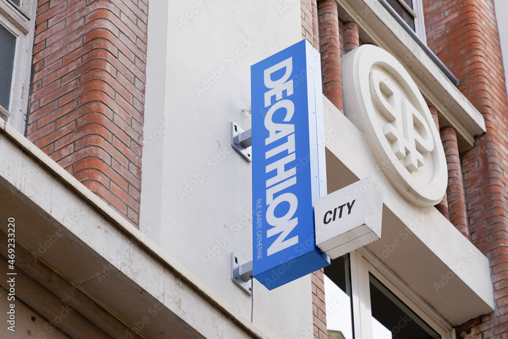 decathlon city sign text and brand logo facade wall store building in ...