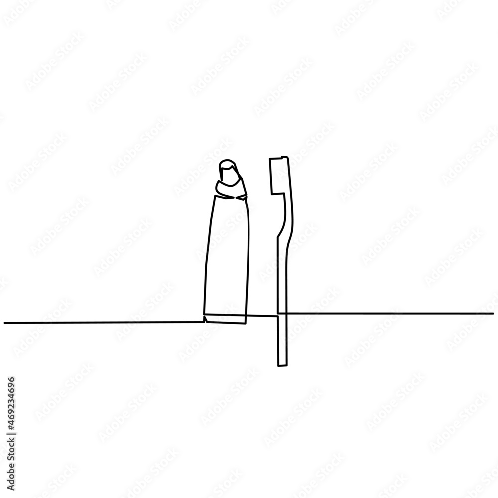 Continuous line drawing of toothbrush and toothpaste, object one line ...