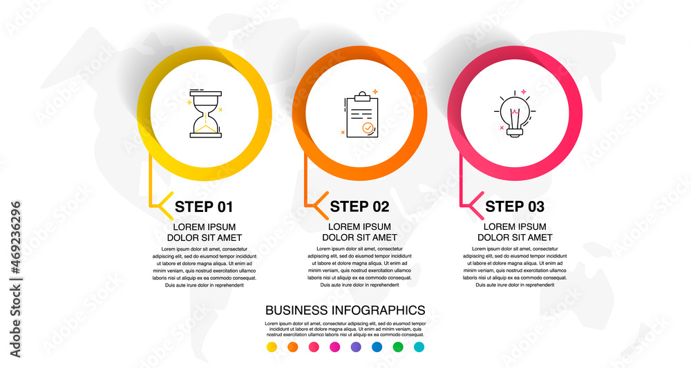 Vector template circle infographics. Modern business concept with 3 options and parts. Three ...