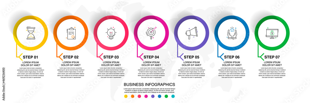 Vector template circle infographics. Modern business concept with seven ...