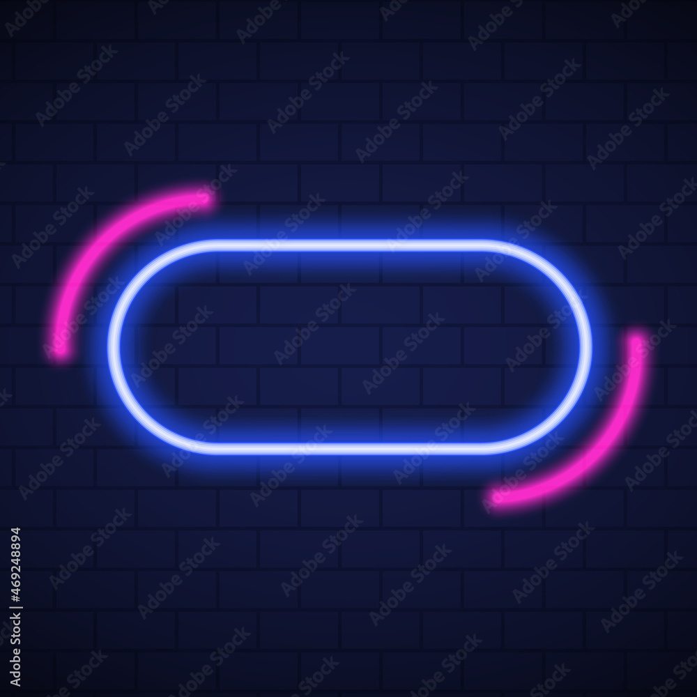 Night Club Neon Sign. Frame with Neon Led Border on Dark Brick Wall ...