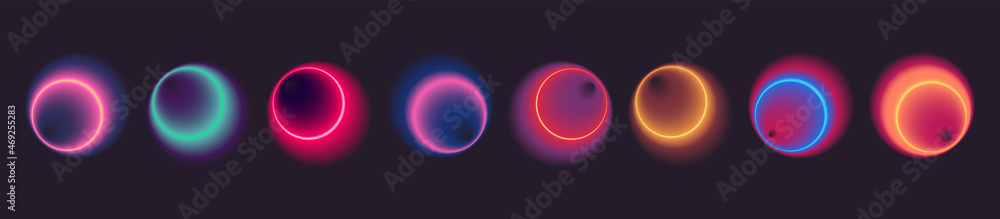 Futuristic glowing radial gradient set. Technology smooth vintage ...