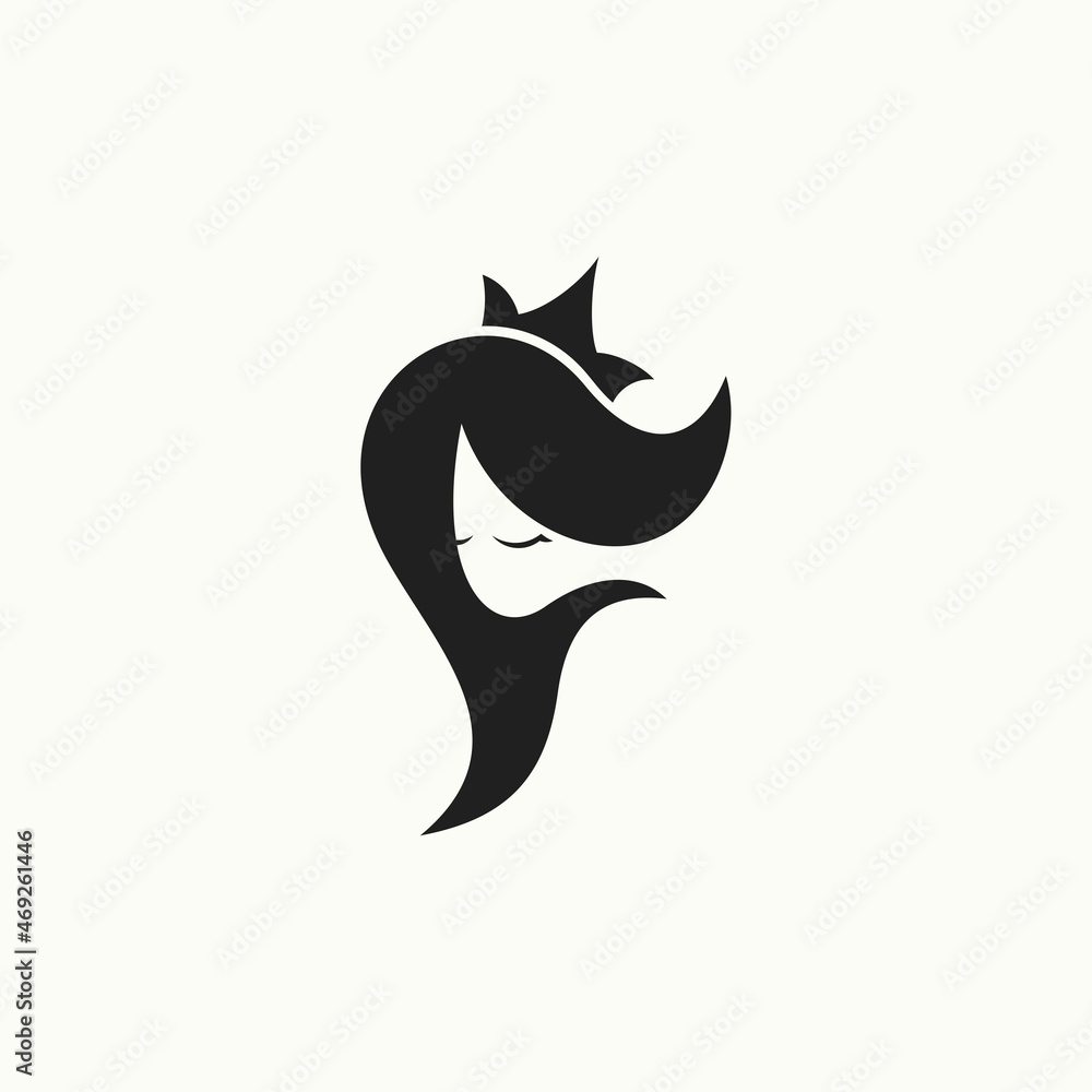 simple beautiful woman and letter f logo. vector illustration for ...