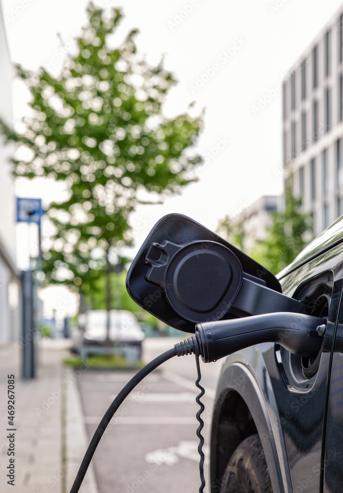 Electrical outlet of car charging at electric vehicle charging station ...
