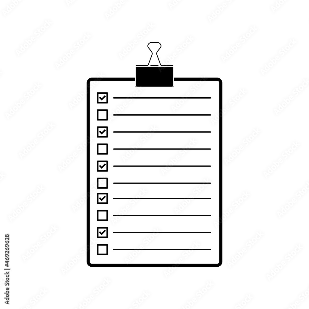 Planner vector icon. Planner diary. Hand-drawn note paper. Check mark ...