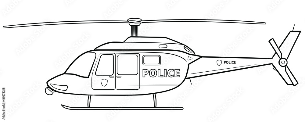 Vector stock illustration of classic police helicopter Stock Vector ...