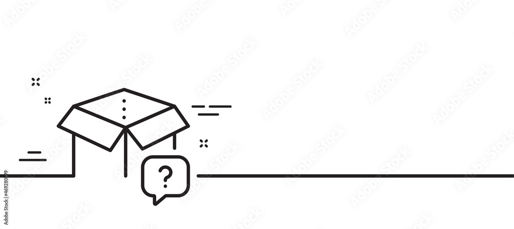 Secret package line icon. Unknown delivery box sign. Question mark ...