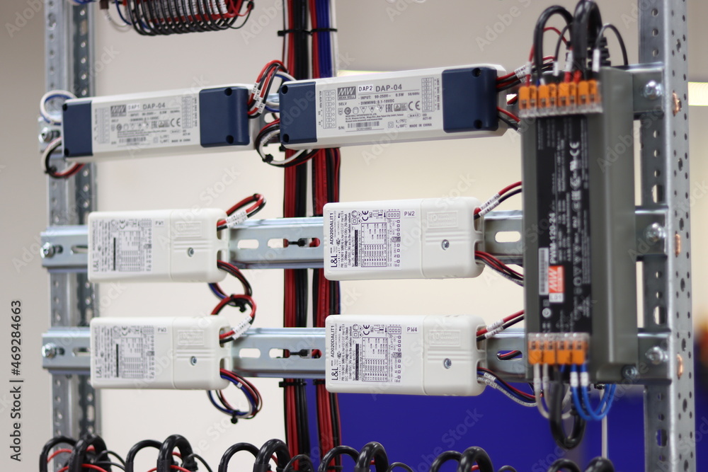 LED drivers and LED power supplies for lighting control are installed ...