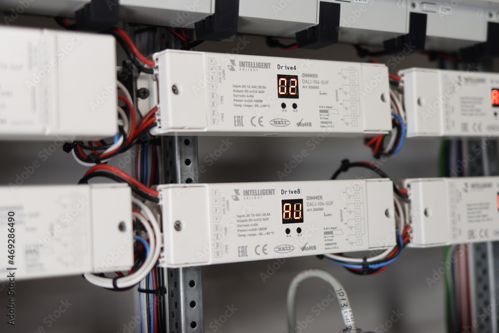 LED drivers and LED power supplies for lighting control are installed ...