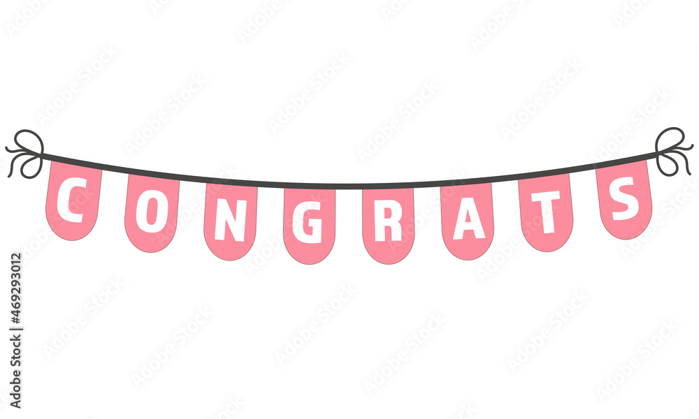 Congratulations banner with flags. The lettering is congratulations ...