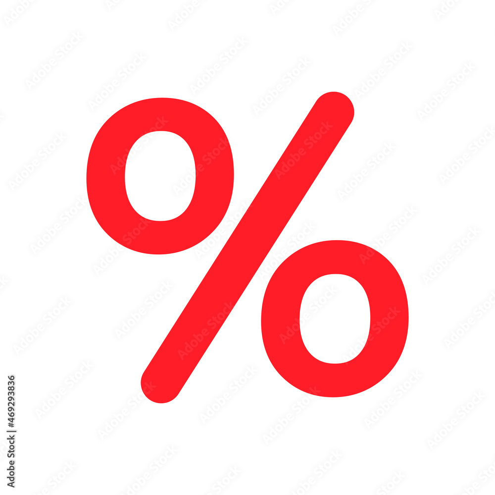 Percentage icon. Red percent symbol. Business discount pictogram ...