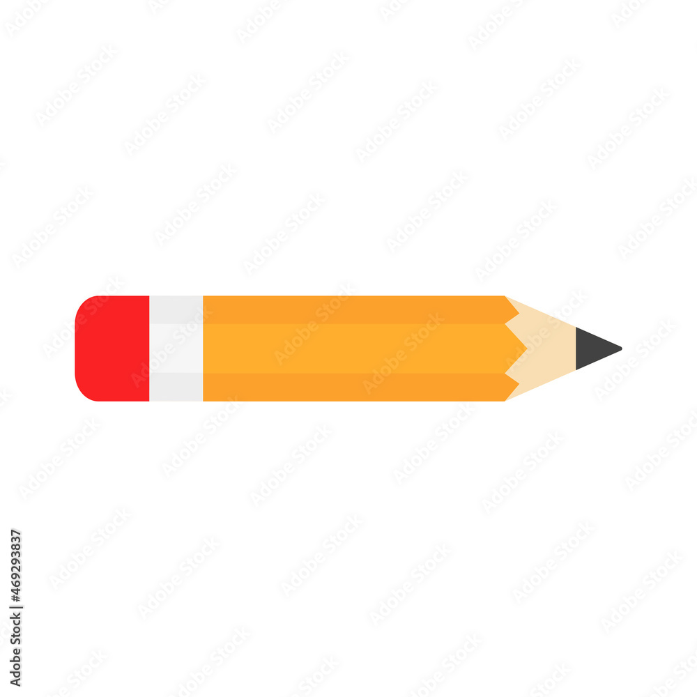 Pencil flat icon. Education element. Vector isolated on white ...