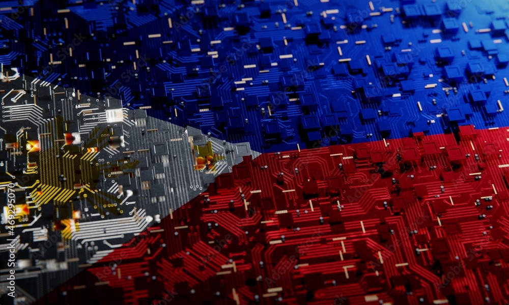Technology background with national flag of the Philippines. 3D ...