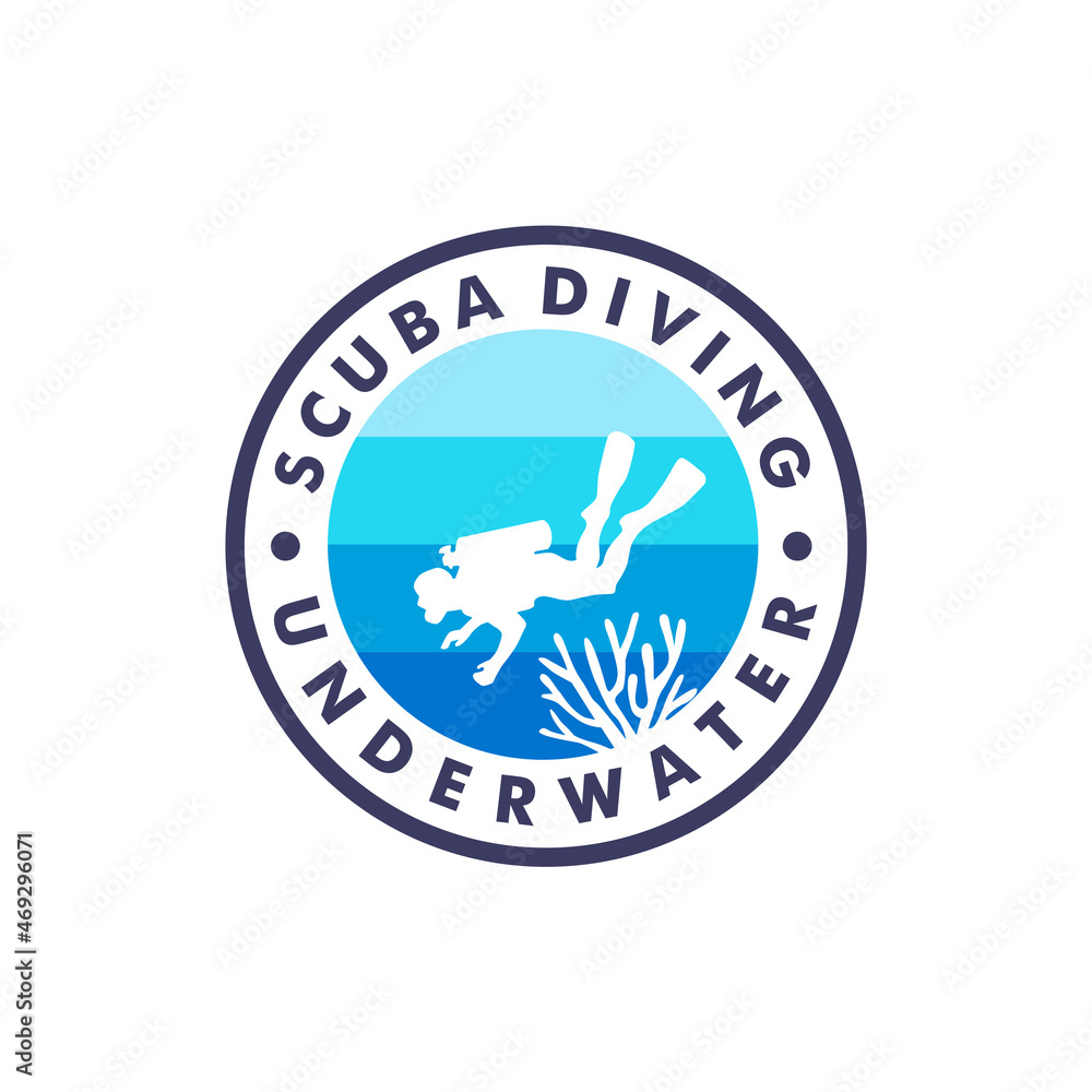Scuba Diving Logo Design, Image, Template, Underwater, Sea, Vector ...