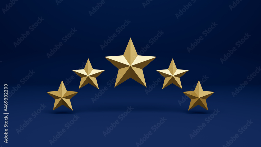 5 stars rating on blue background, abstract golden stars, best rating ...
