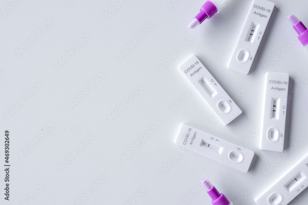 covid-19 positive and negative test result. antigen (ATK) test kit on ...