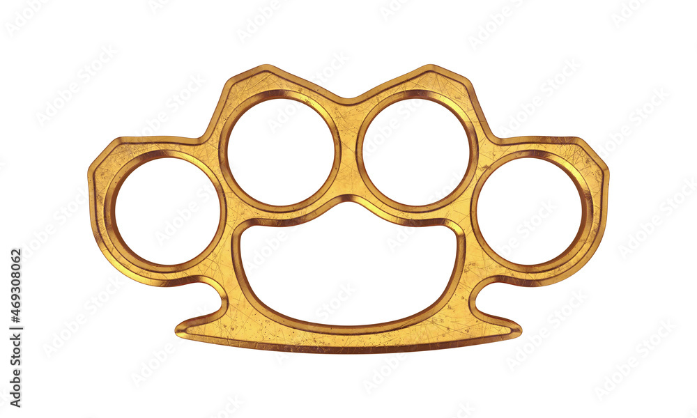 Gold brass knuckles isolated on a white background, 3D render Stock ...