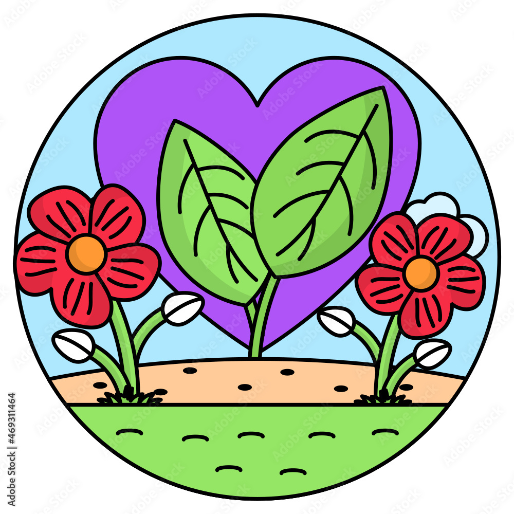 Cordate leaf Plant with Sky and Clouds Concept Vector Icon Design ...