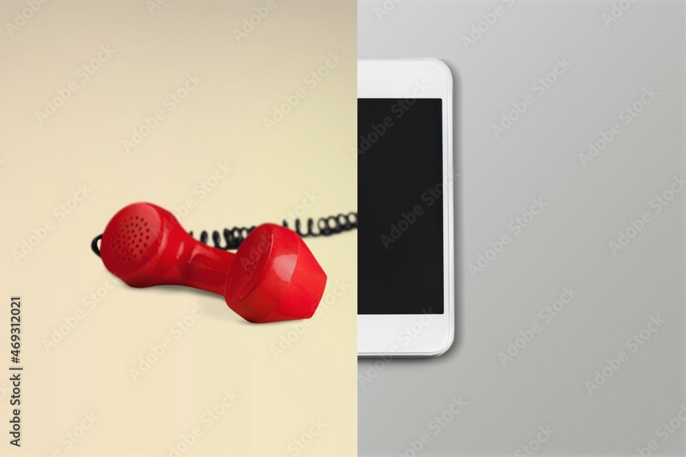 Old vs new technology. Retro phone and modern smartphone Stock Photo ...
