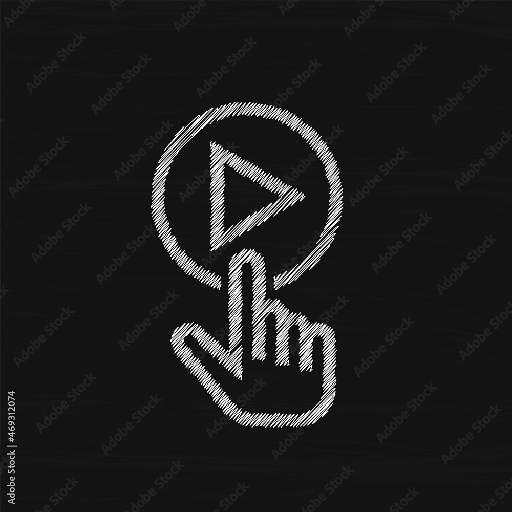 Finger pressing play button vector icon in sketch style Stock Vector ...