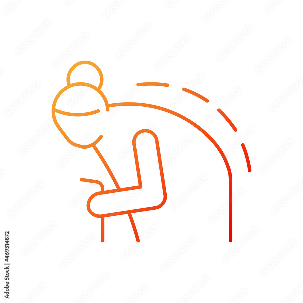 Kyphosis gradient linear vector icon. Roundback. Abnormal upper spine ...
