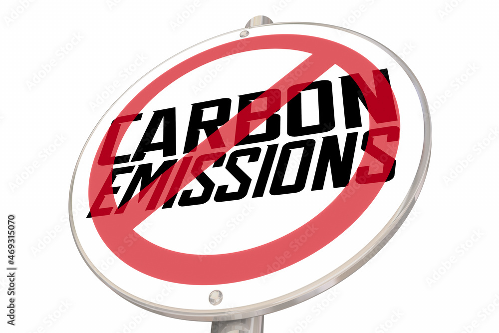 No Carbon Emissions Sign Reduce Eliminate CO2 Pollution 3d Illustration ...