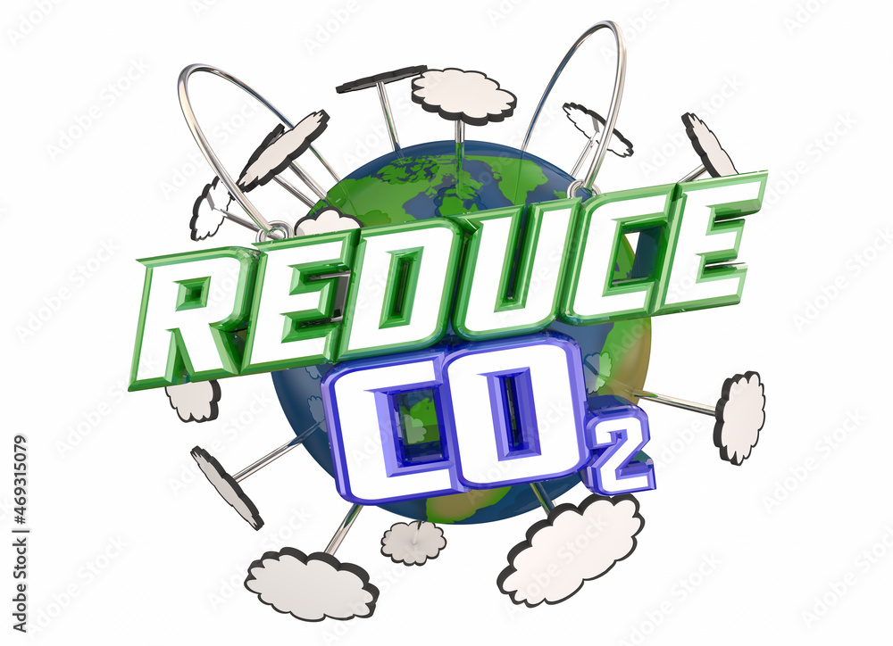 Reduce CO2 Carbon Emissions Stop Climate Change Global Warming 3d ...