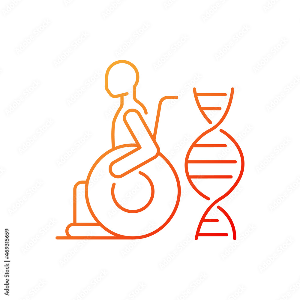 Muscular dystrophy gradient linear vector icon. Genetic disorder ...
