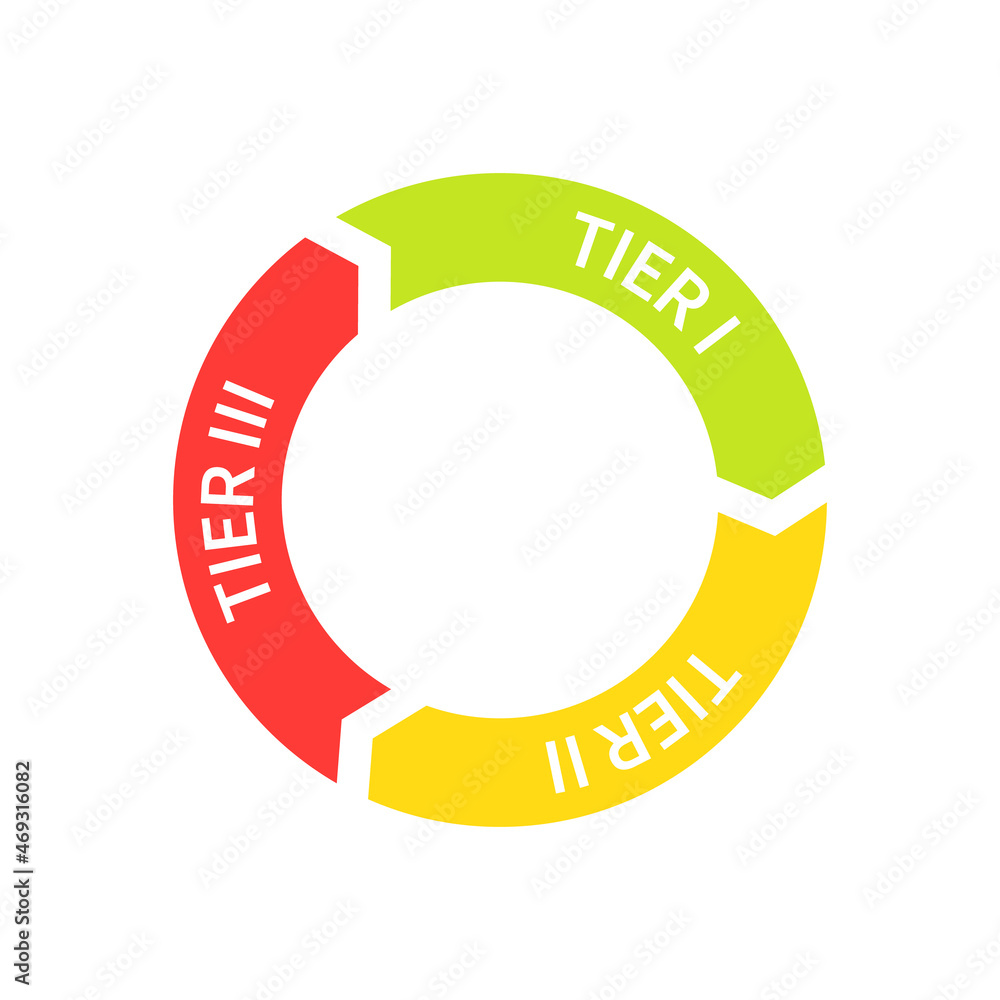 Tier 1 2 3 cycle arrow icon. Clipart image isolated on white background ...