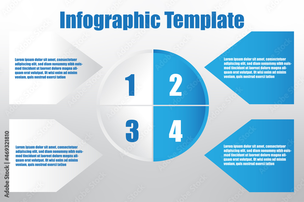 Infographic business presentation template. Part chart with four steps ...