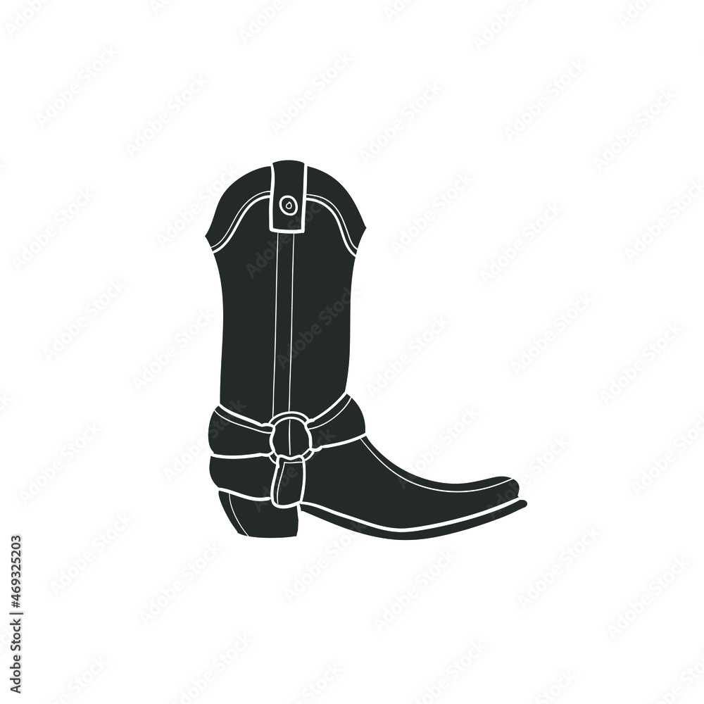 Cowboy Boot Icon Silhouette Illustration. Country Music Vector Graphic ...
